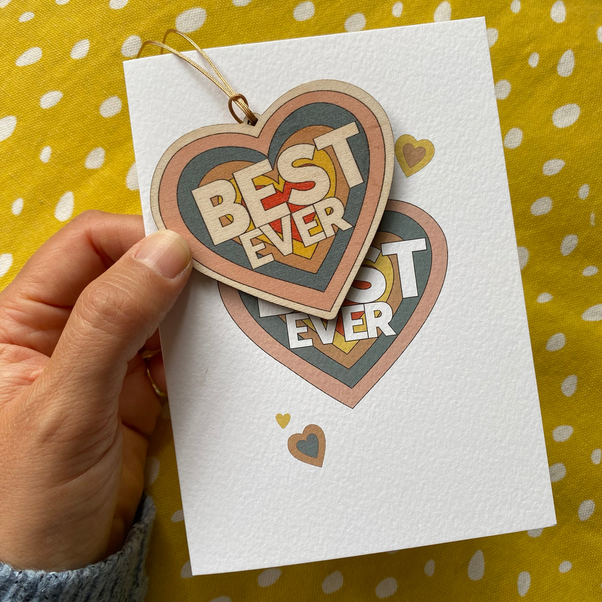 Best Ever - Card with wooden decoration– Fearless Flamingo