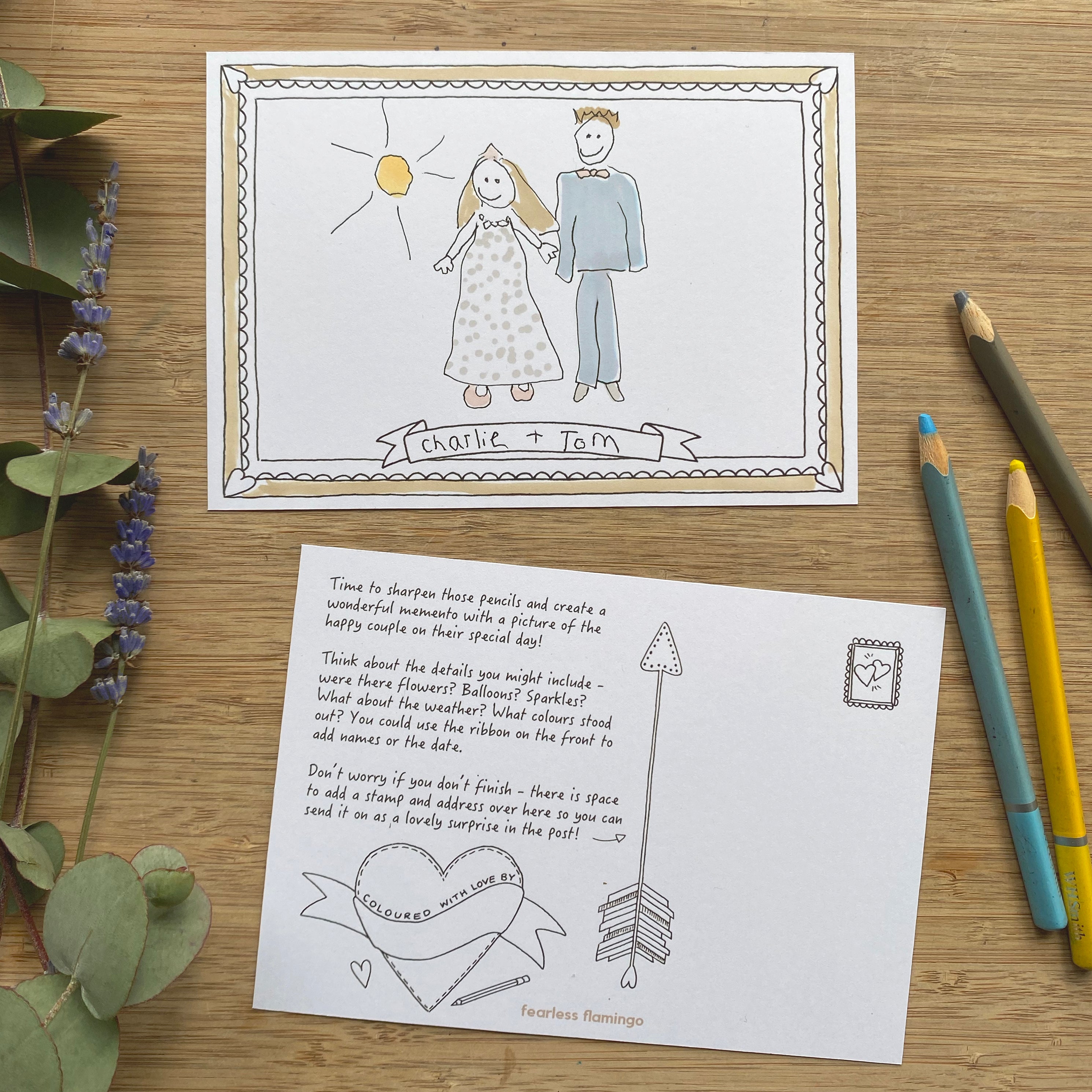 Kid's Wedding activities - Portrait themed colouring postcards ...