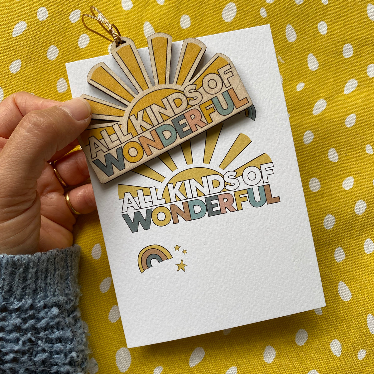 All Kinds of Wonderful - Card with wooden decoration– Fearless Flamingo