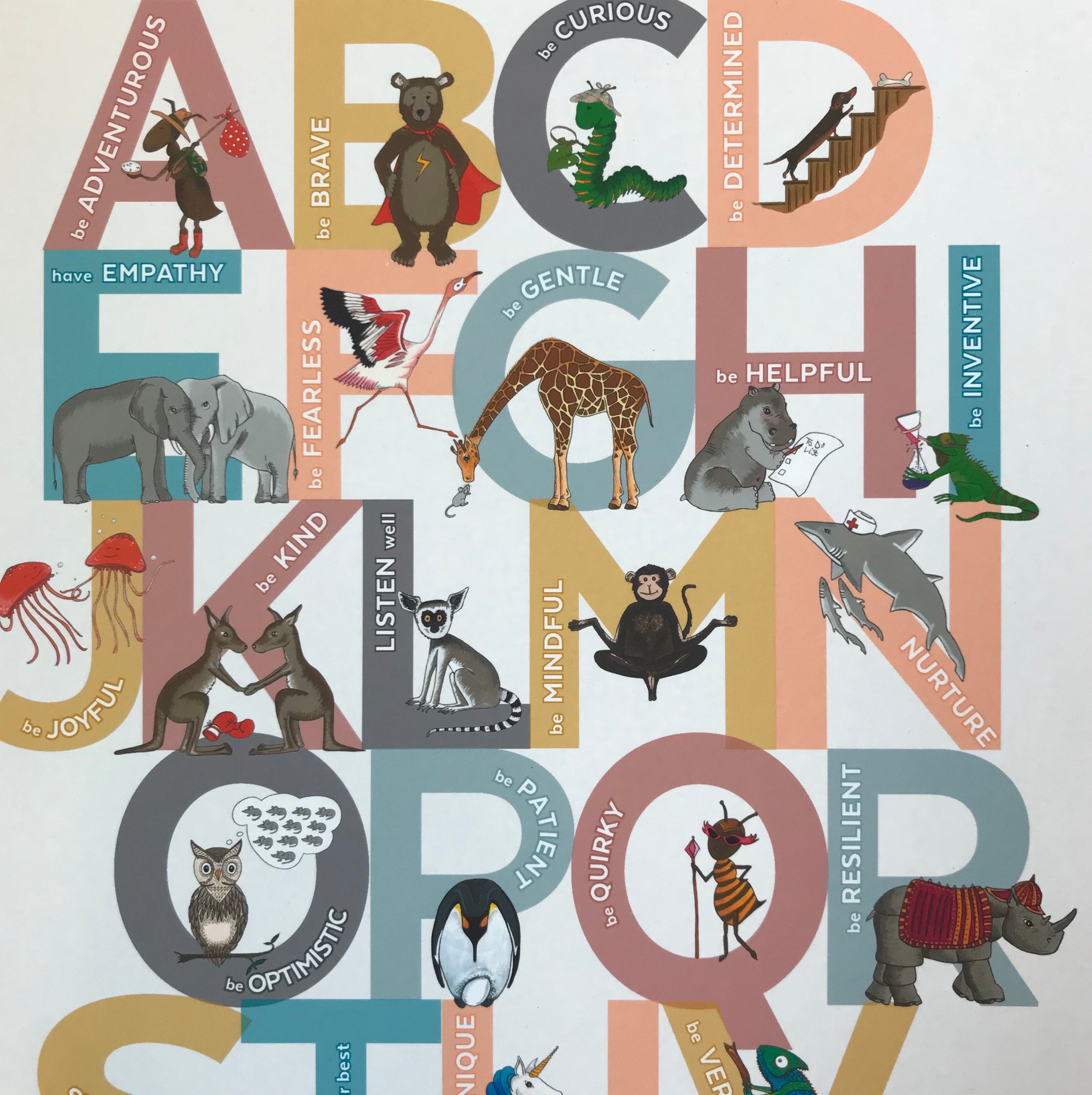 Personalised A to Z of Emotions block print– Fearless Flamingo