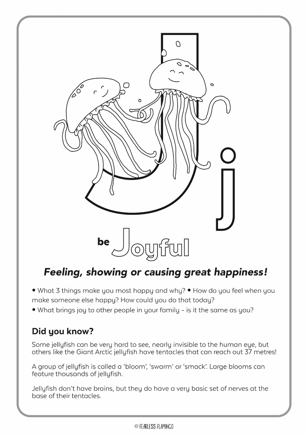 Colouring Sheet downloads– Fearless Flamingo