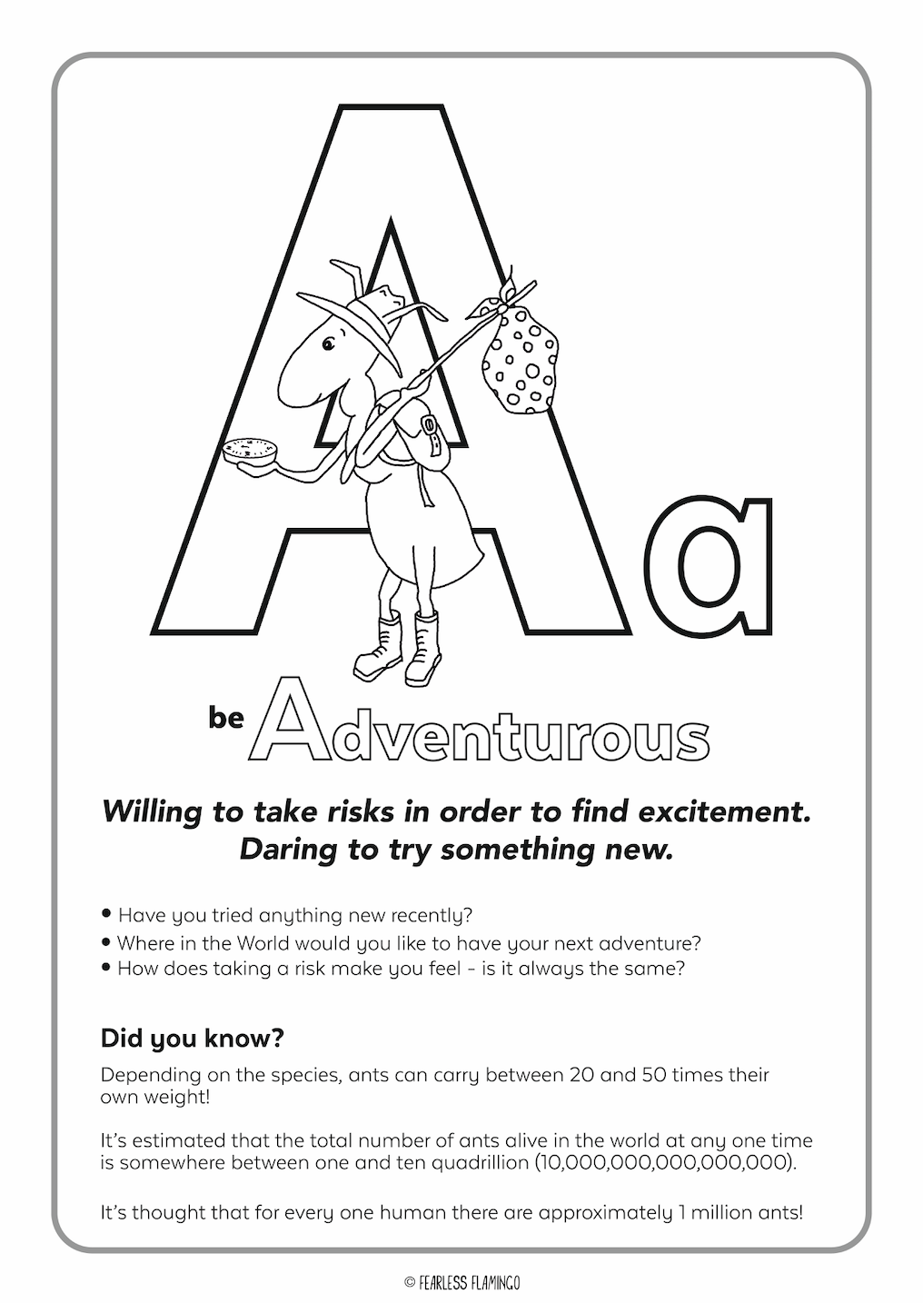Downloadable Letter A Worksheet– Fearless Flamingo